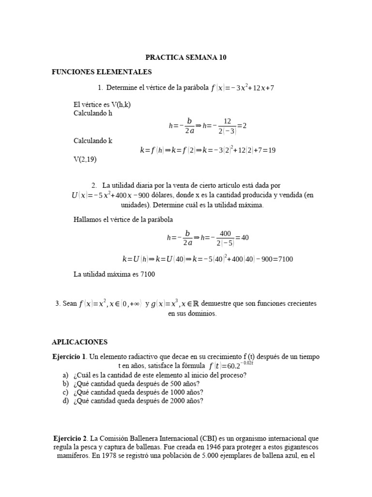 S10 - Funciones Elementales | PDF