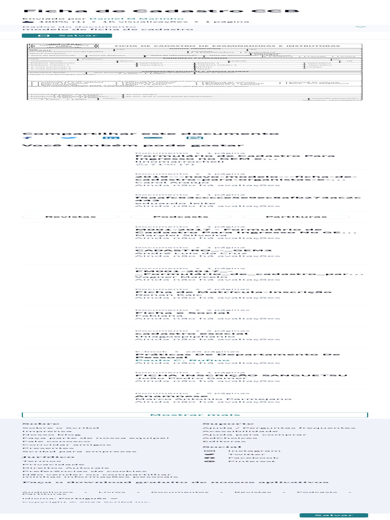 Ficha de Cadastro CCB PDF Entretenimento (Geral) | PDF | Facebook