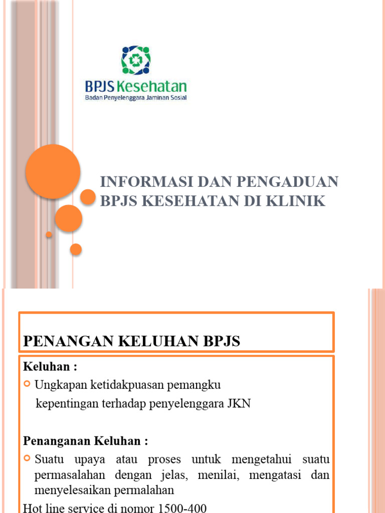 Presentasi Pengaduan Bpjs | PDF | Pengelolaan Keuangan & Uang | Ilmu Sosial