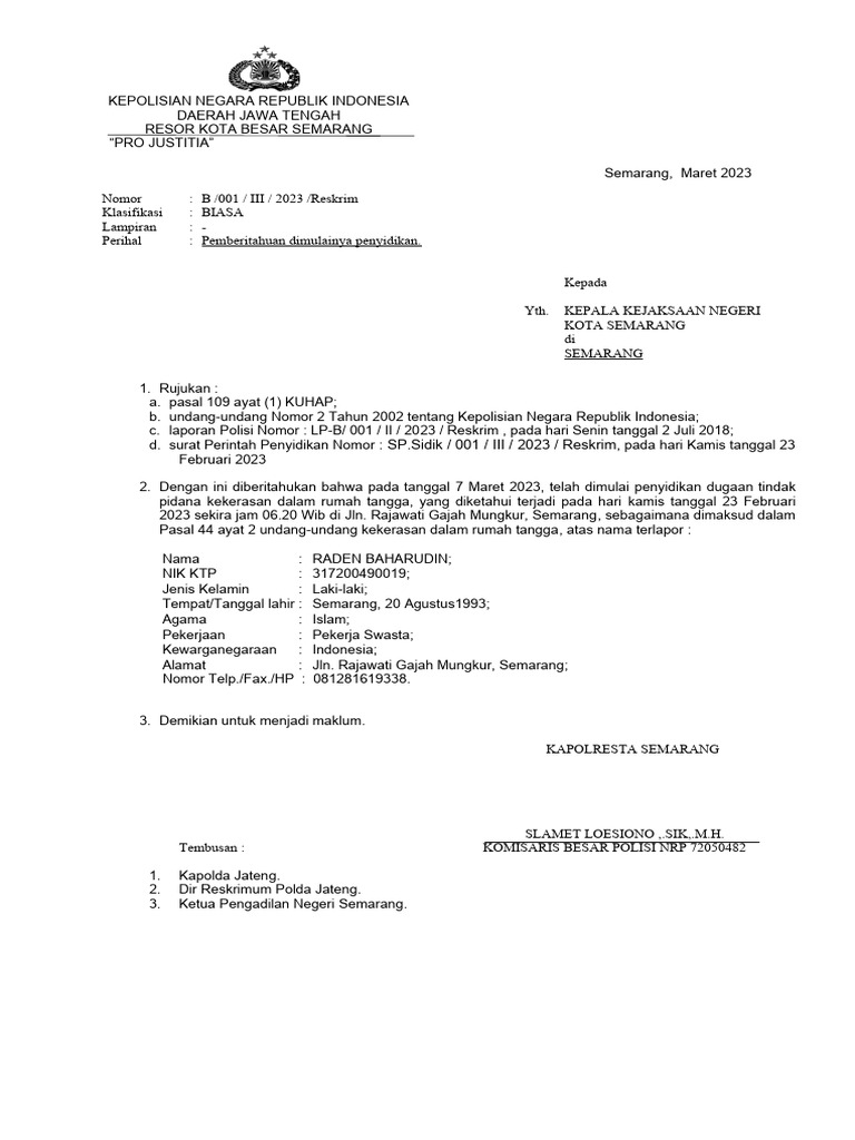 SPDP Lidik Contoh | PDF