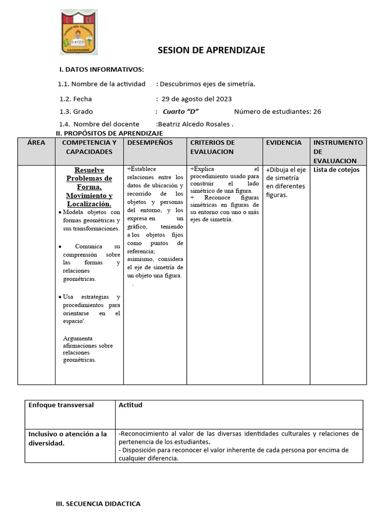 Ejes de Simetría en Figuras Geométricas | PDF | Evaluación | Aprendizaje