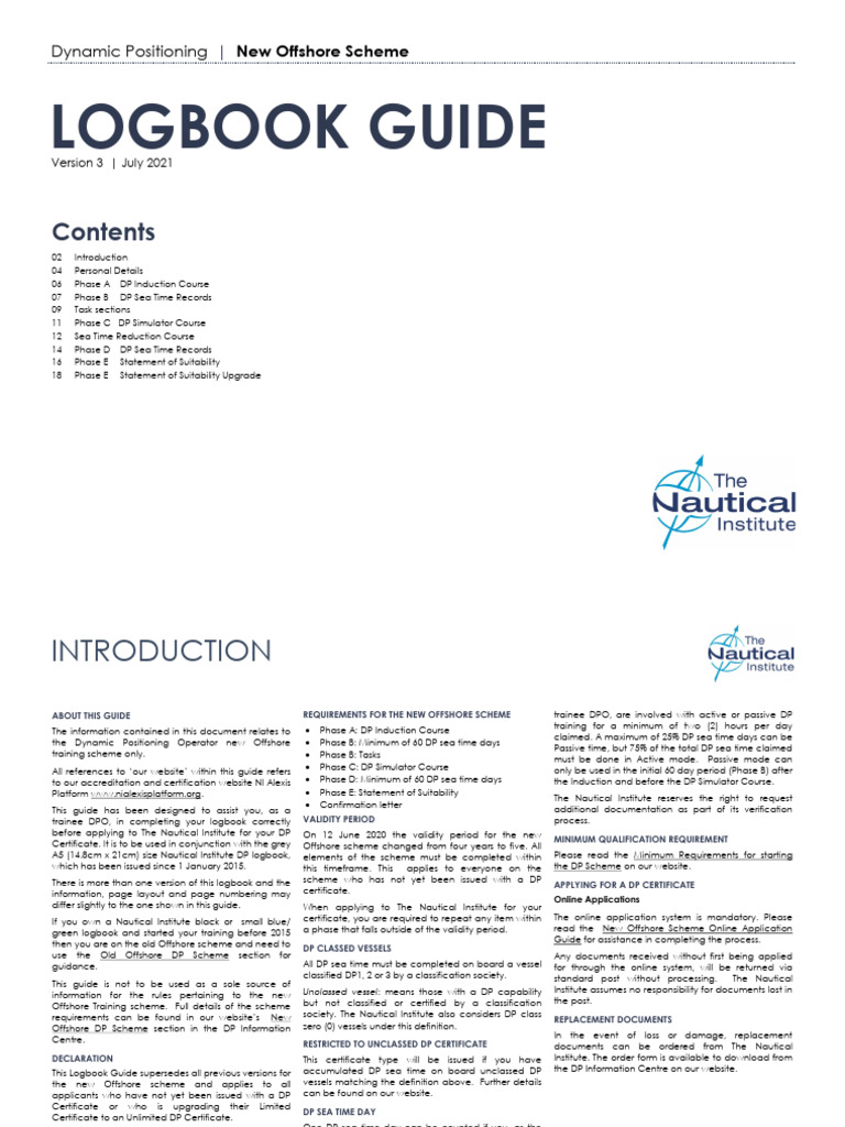 New Offshore DP Logbook Guide | PDF