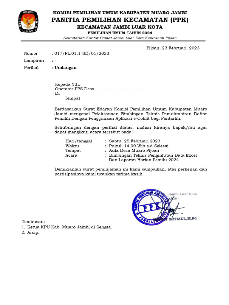 Bimbingan Teknis Pemilu 2024 Pijoan | PDF