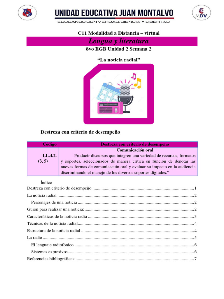 Guia Lengua y Literatura - 8vo EGB - U2 - S2 | PDF | Radiodifusión | Radio