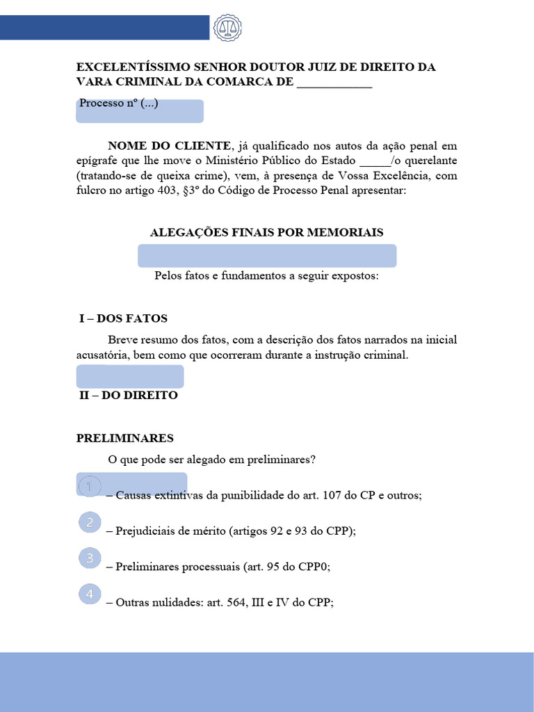 Modelo-Editavel-Alegacoes-Finais-Por-Memoriais - (3) 2 | PDF ...
