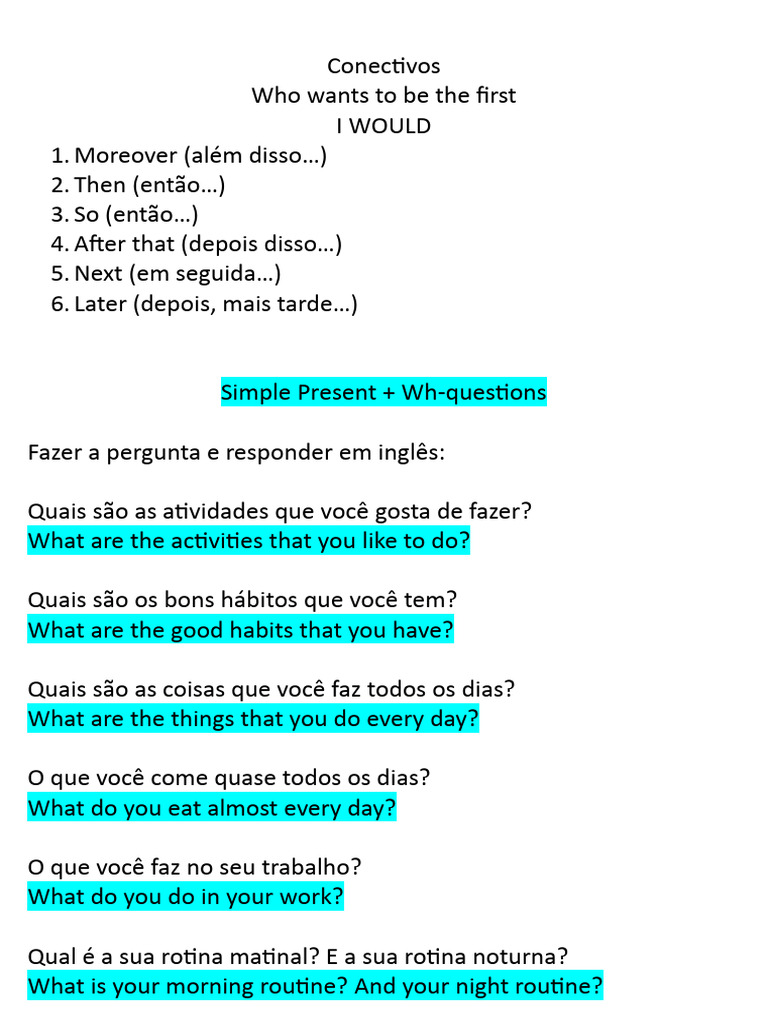 Simple Present Wh Questions Pdf