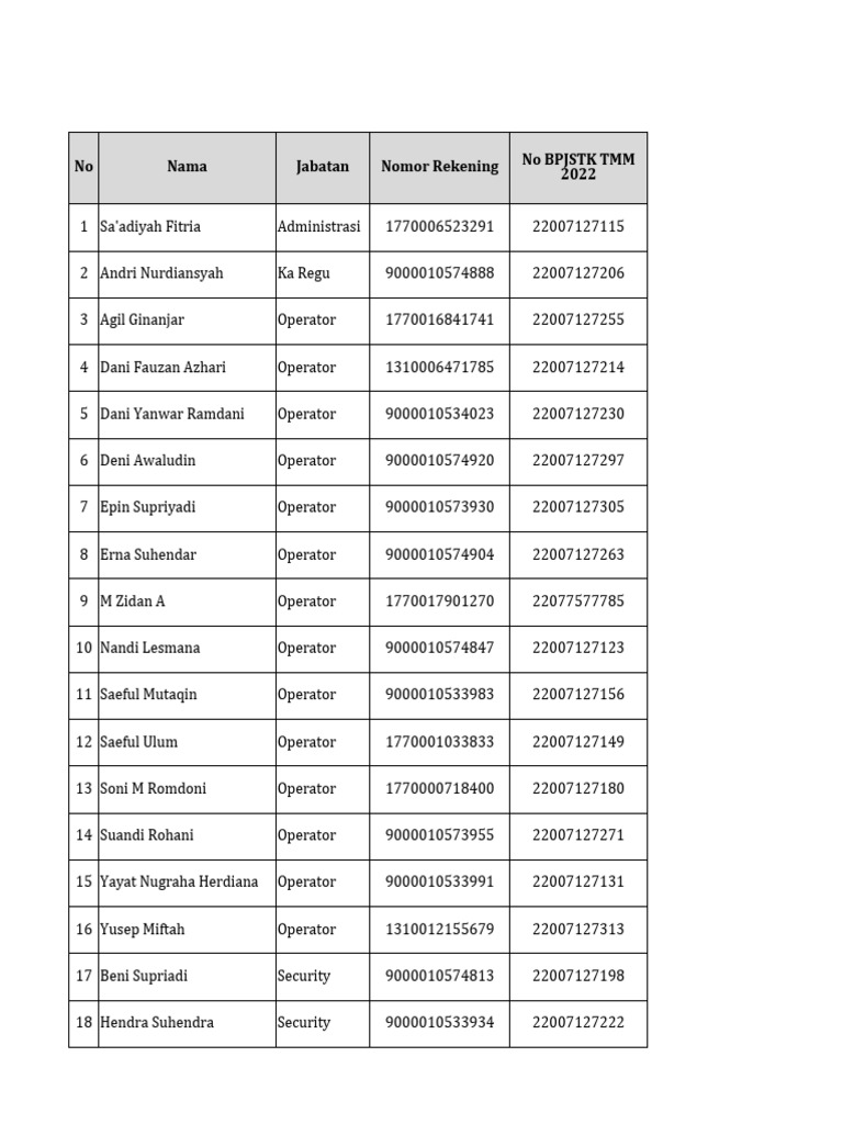 Data Pekerja Spbe Tasikmalaya (Kmi) | PDF