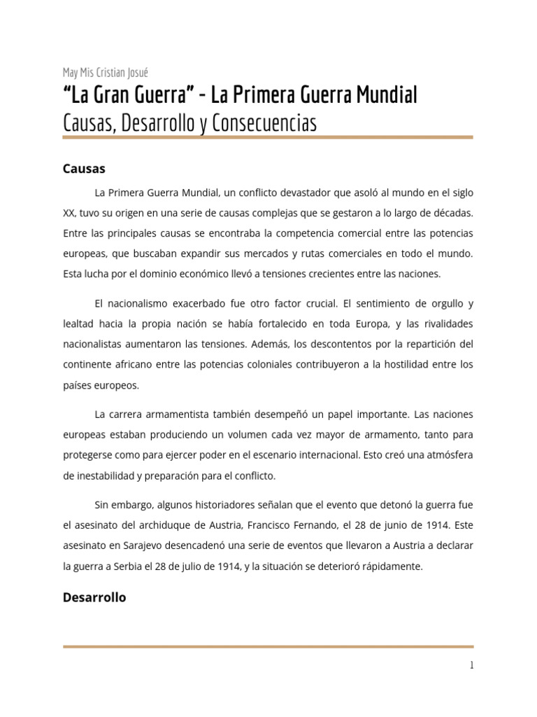 "La Gran Guerra" - La Primera Guerra Mundial | PDF | Primera Guerra ...