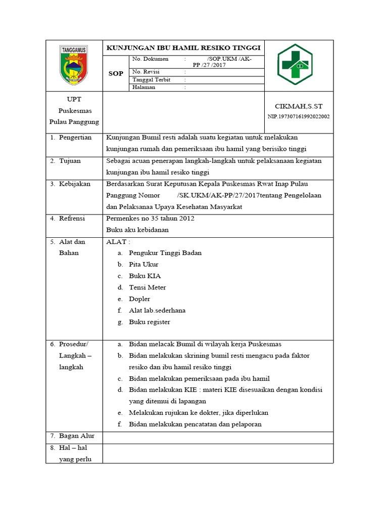 Sop Dan Kak Bumil Resti | PDF | Pengembangan Diri | Kesehatan Holistik
