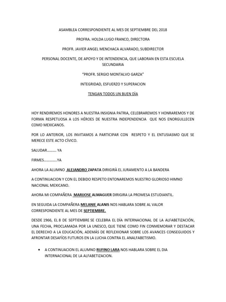 Programa Asamblea Septiembre | PDF