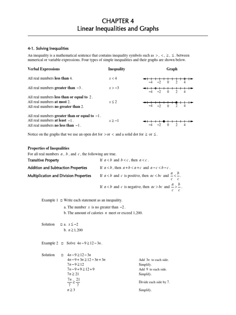 Chapter 4 | PDF | Inequality (Mathematics) | Algebra