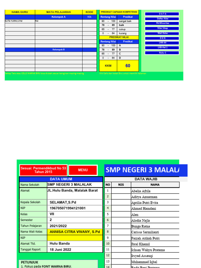 Aplikasi Nilai Mapel KLS 7 Ips | PDF