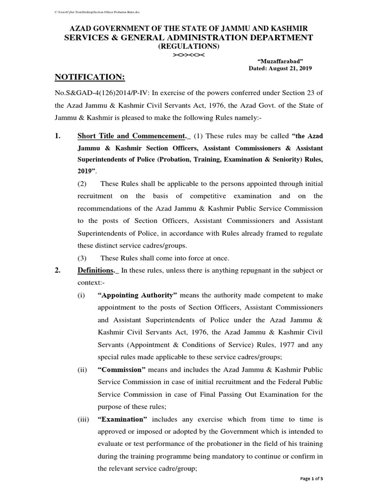 Section Officer Probation Rules | PDF