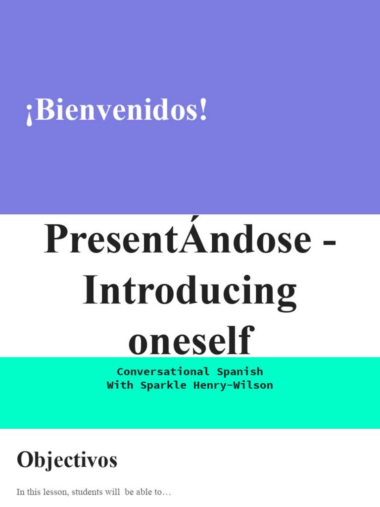 Conversational Spanish - Introductions | PDF
