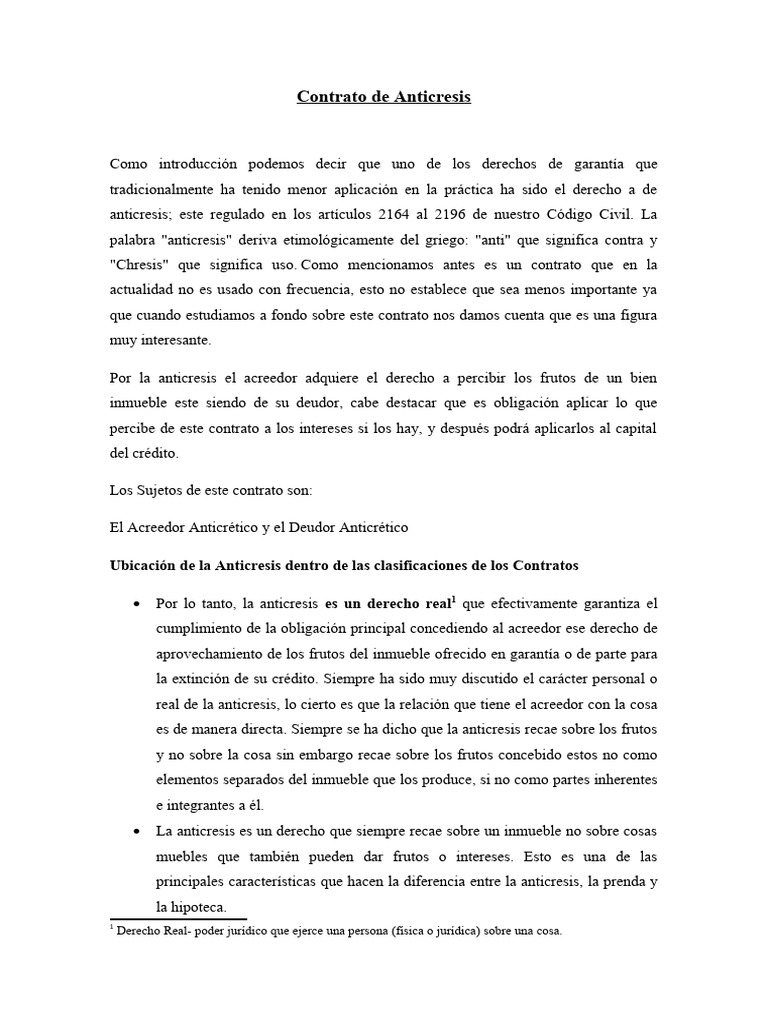 Contrato de Anticresis | PDF | Ley de recursos naturales | Ley de Propiedad
