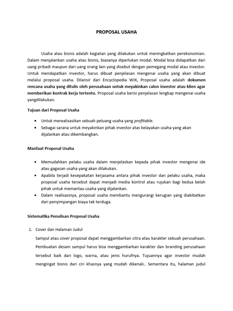 Materi Proposal Usaha | PDF