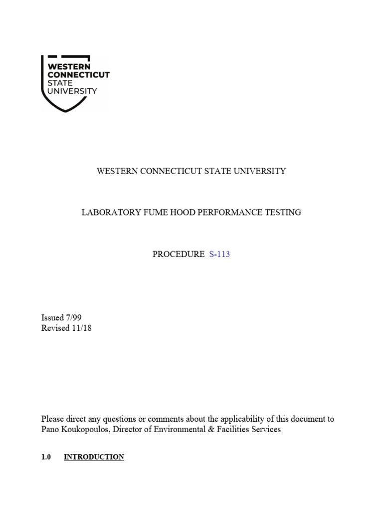 Laboratory Fume Hood Performance Testing | PDF | Laboratories ...