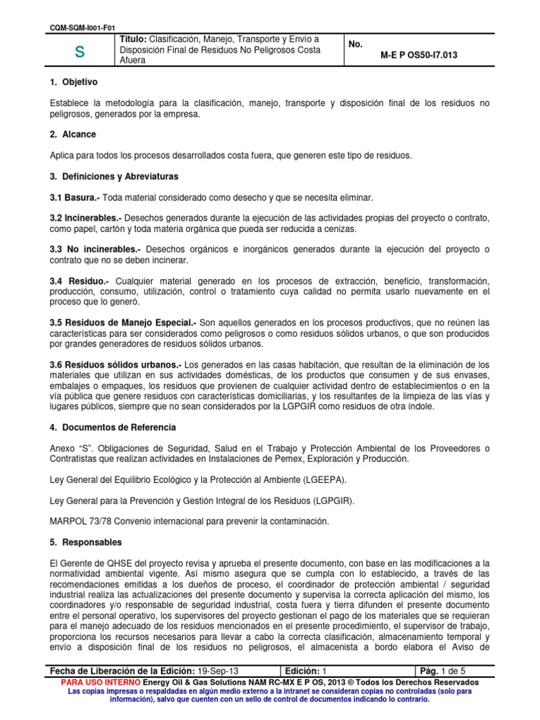 Clasificación Manejo Transporte y Envío A Disposición Final de Residuos ...