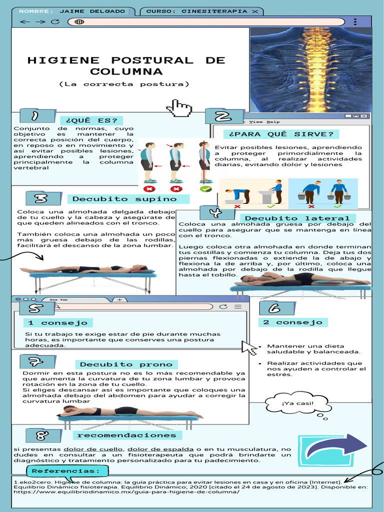 Infografia Higiene Postural - Jaime Delgado | PDF | La columna ...