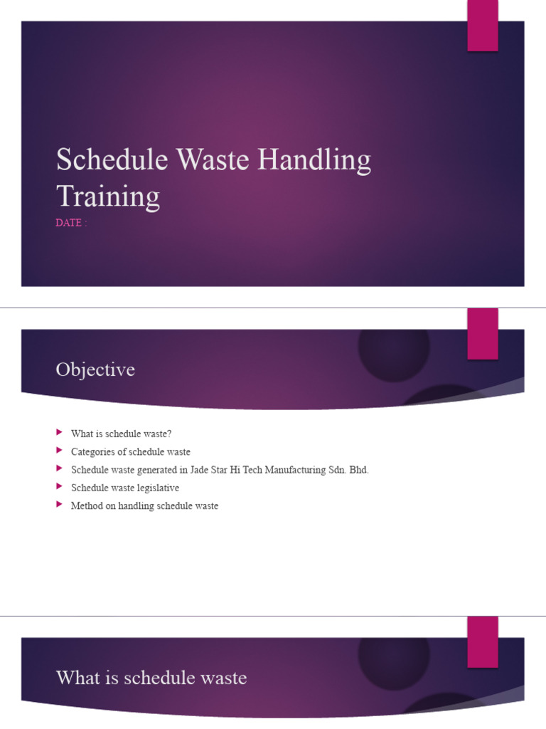 Schedule Waste Handling Training | PDF