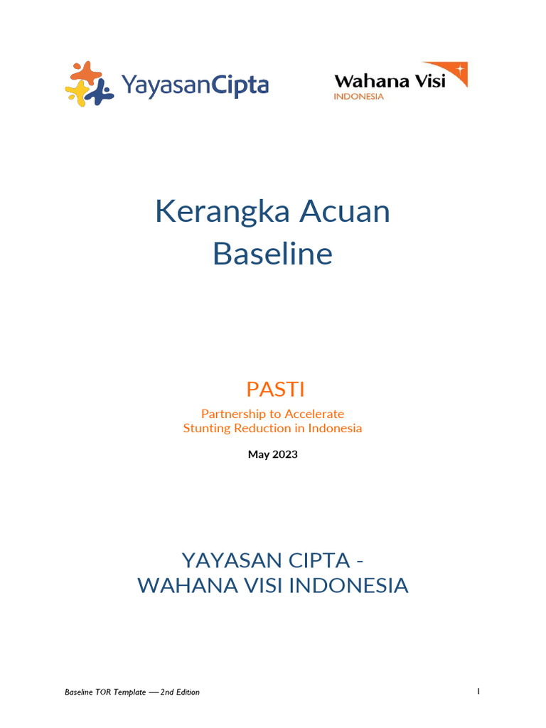 Kerangka Acuan Baseline Project PASTI 2023 - WVI Cipta | PDF