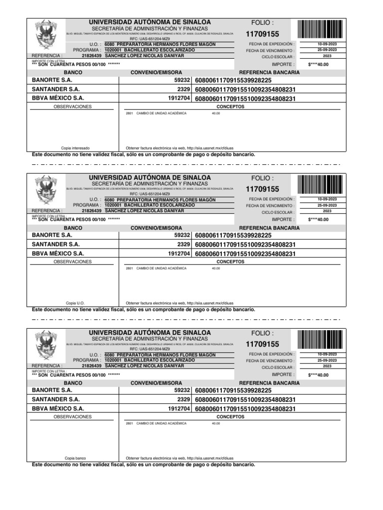 Hoja de Pago Uas | PDF | Tecnología bancaria | Pagos