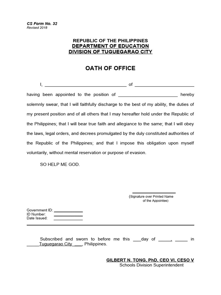 Oath of Office | PDF | Social Science