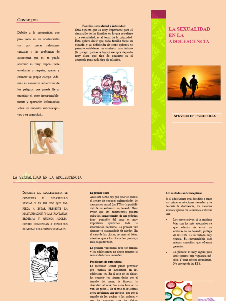 Triptico Sexualidad | PDF | La sexualidad humana | Relaciones sexuales