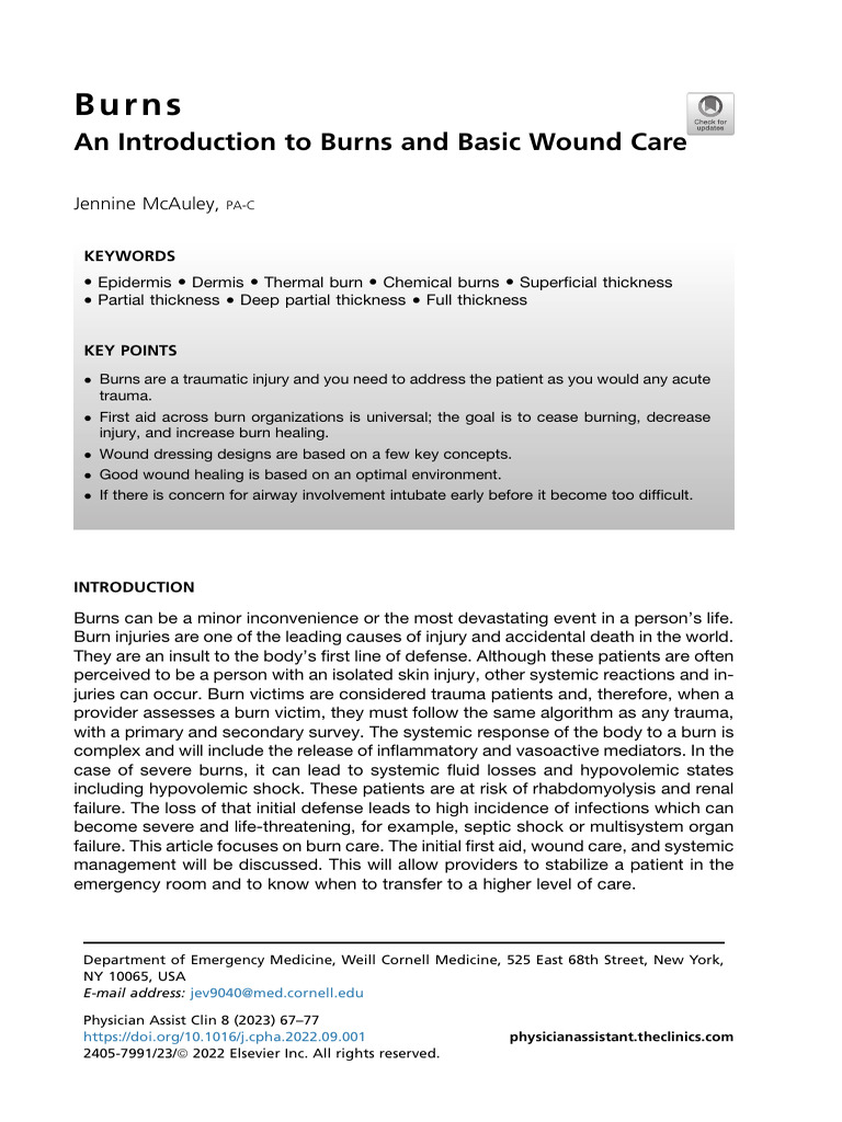 Burns An Introduction To Burns and Basic Wound - 2023 - Physician Assistant Cli | Download Free ...
