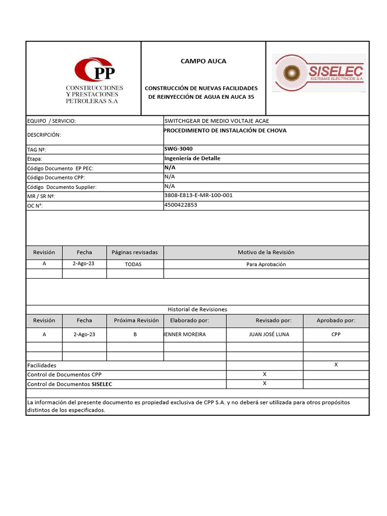 01-Procedimiento de Instalación de Chova | PDF | Materiales | Ciencias ...