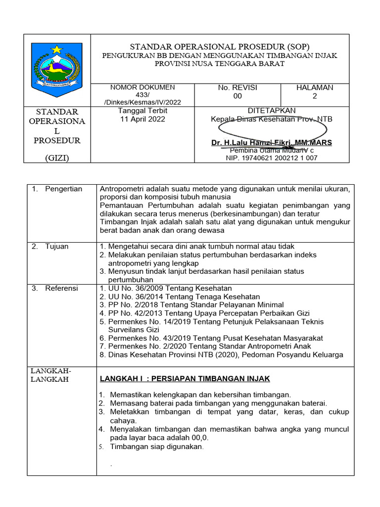 6 SOP Pengukuran Dengan Timbangan Injak | PDF