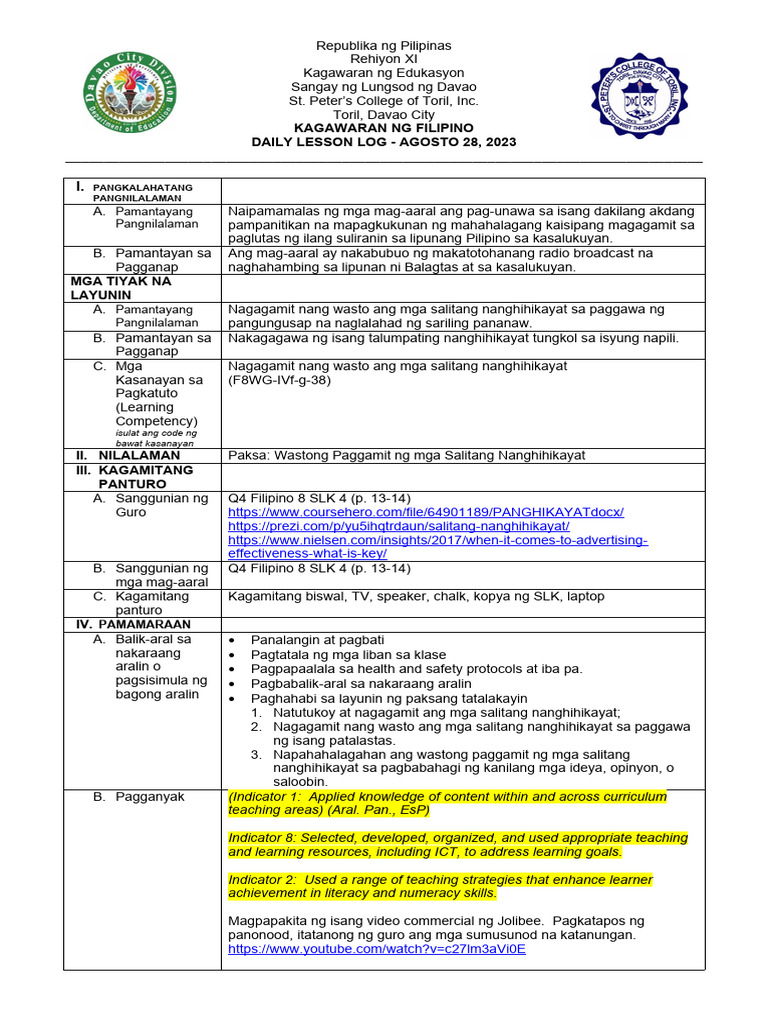 Detailed Lesson Plan | PDF