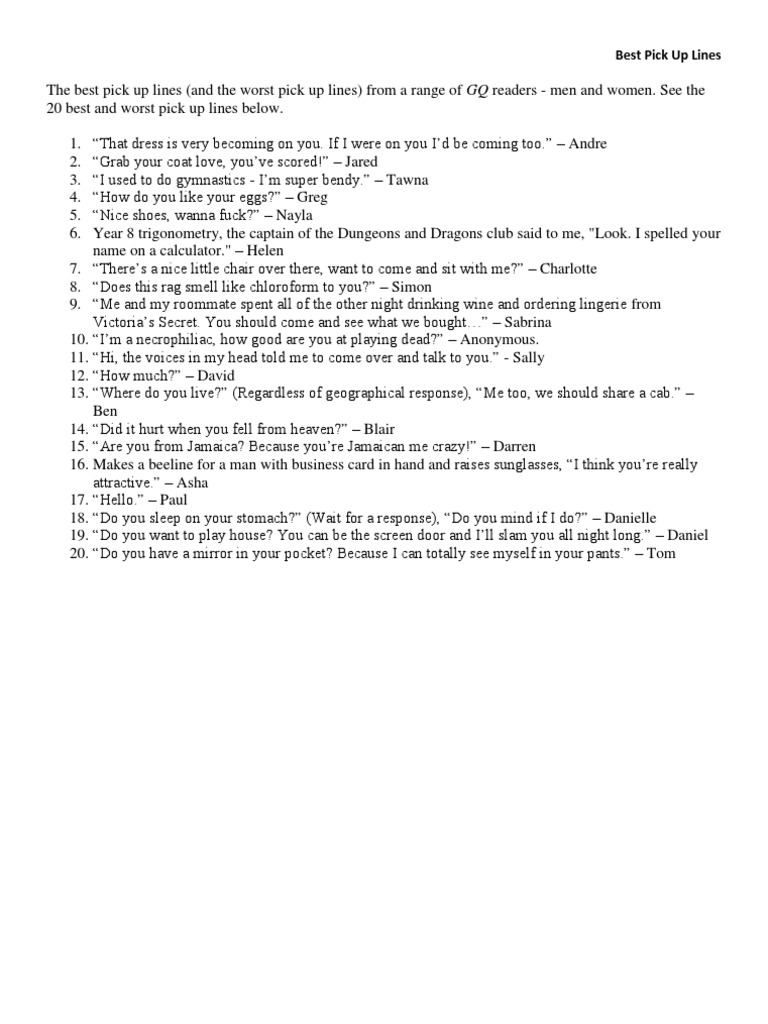 Best Pick Up Lines | PDF