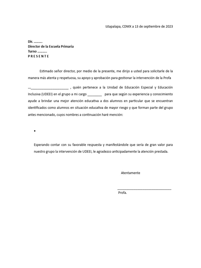 Carta de Solicitud de Intervención | PDF