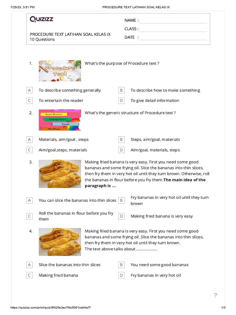 Procedure Text Latihan Soal Kelas Ix | PDF | Sausage | Cuisine