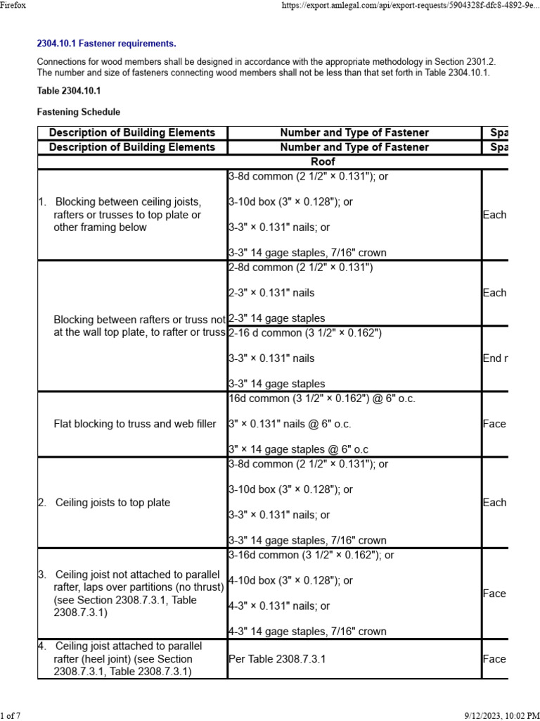 Fastener Requirements for Wood Structures | PDF | Framing (Construction ...