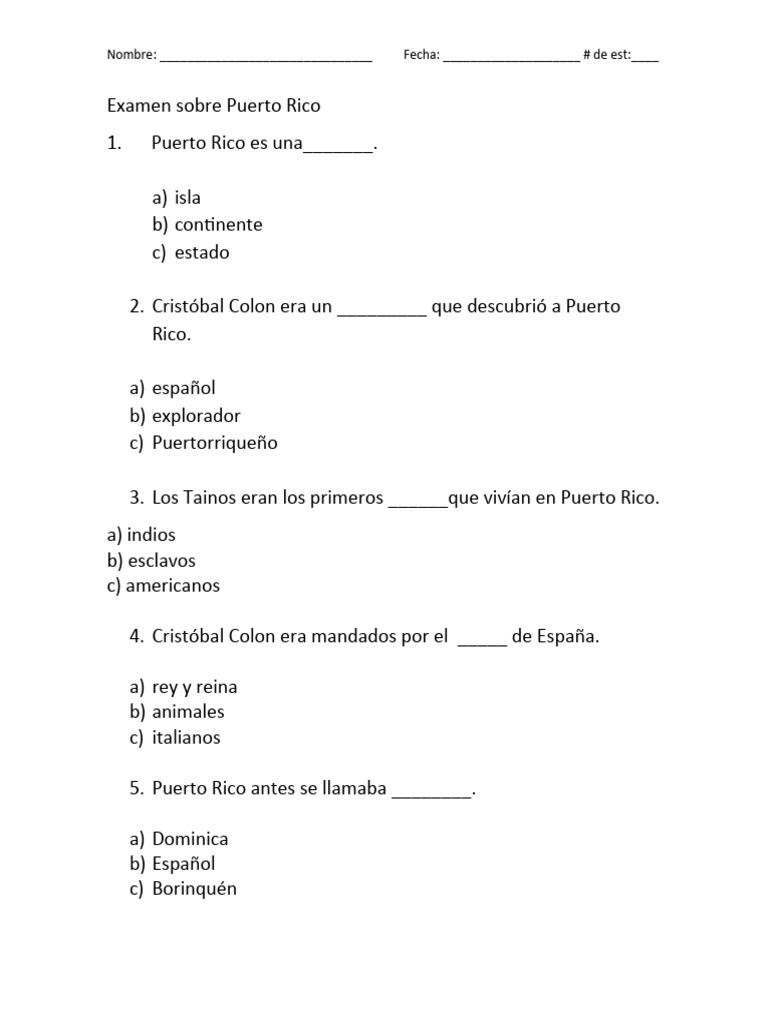 Examensobre Puerto Rico | PDF