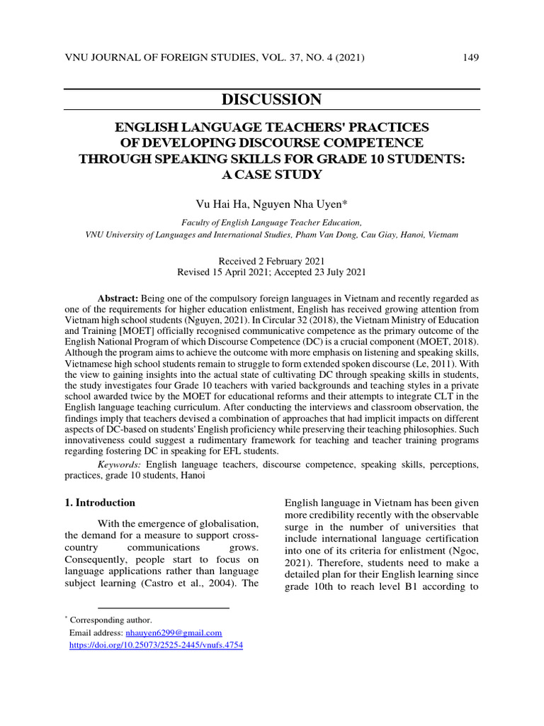 Discourse Competence | PDF | English As A Second Or Foreign Language | Cognition