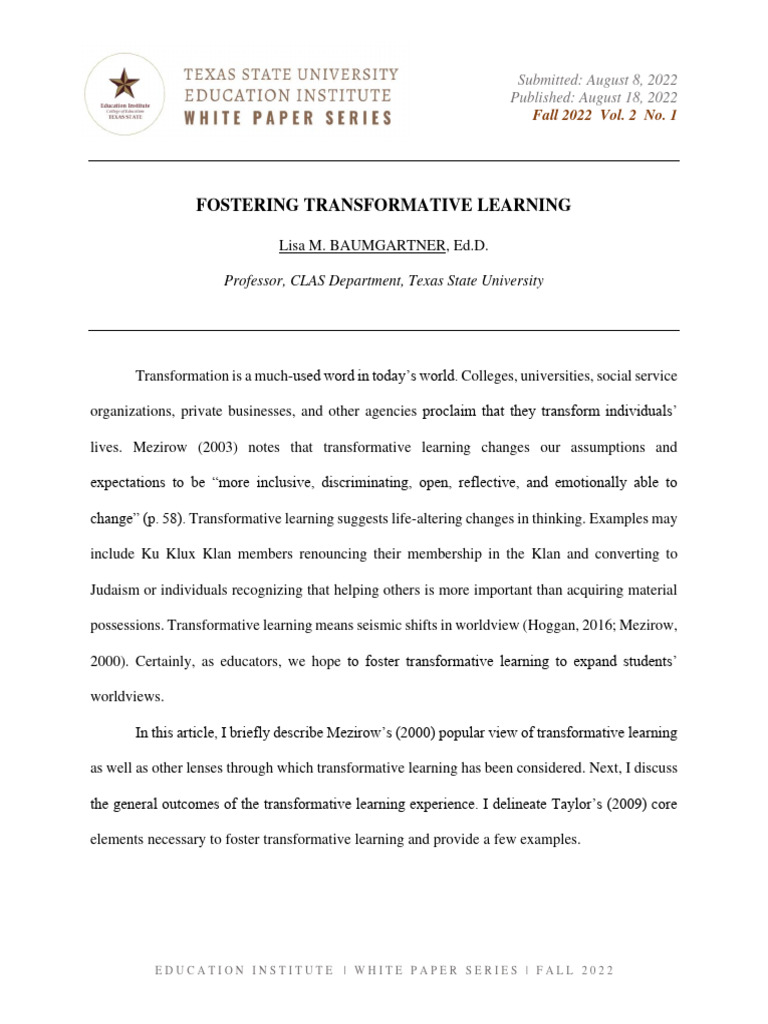 6 Core Elements | PDF | Learning | Experience