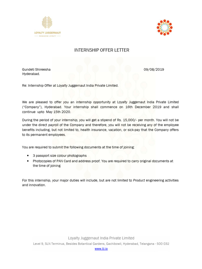 Internship Offer at Loyalty Juggernaut | PDF | Justice | Crime & Violence