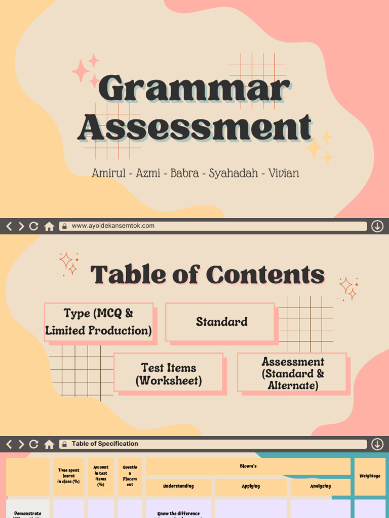 Grammar and Vocab Assessment | PDF | Multiple Choice | Grammatical Tense