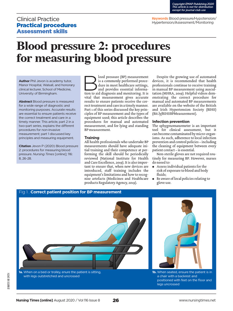 Blood Pressure 2: Procedures For Measuring Blood Pressure: Assessment ...