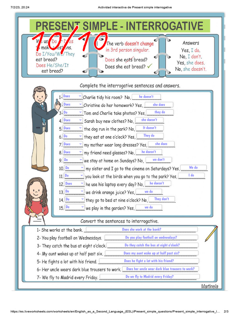 Actividad Interactiva de Present Simple Interrogative | PDF