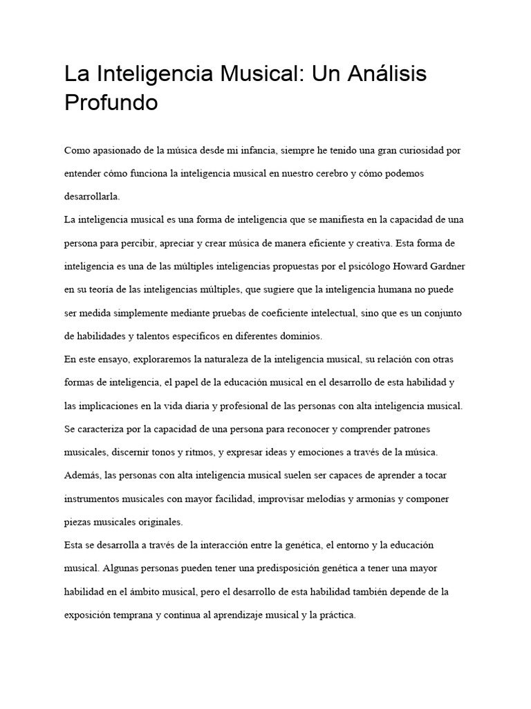 Ensayo de La Inteligencia Musical | PDF | Inteligencia | Aprendizaje