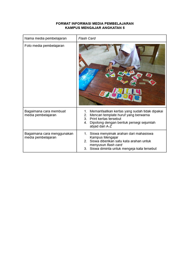 Contoh Media Pembelajaran Flash Card | PDF