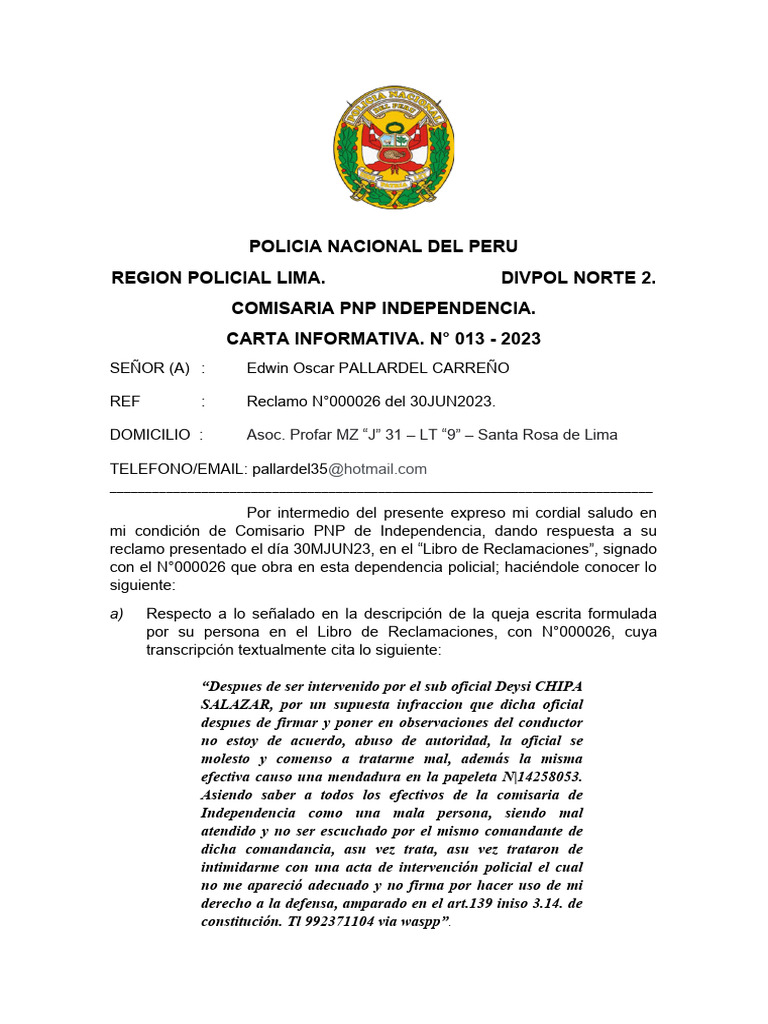Carta Informativa n00026 | PDF | Policía | Justicia