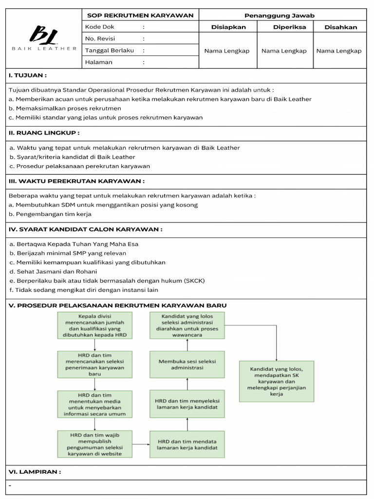 Sop Rekrutmen Karyawan Pdf