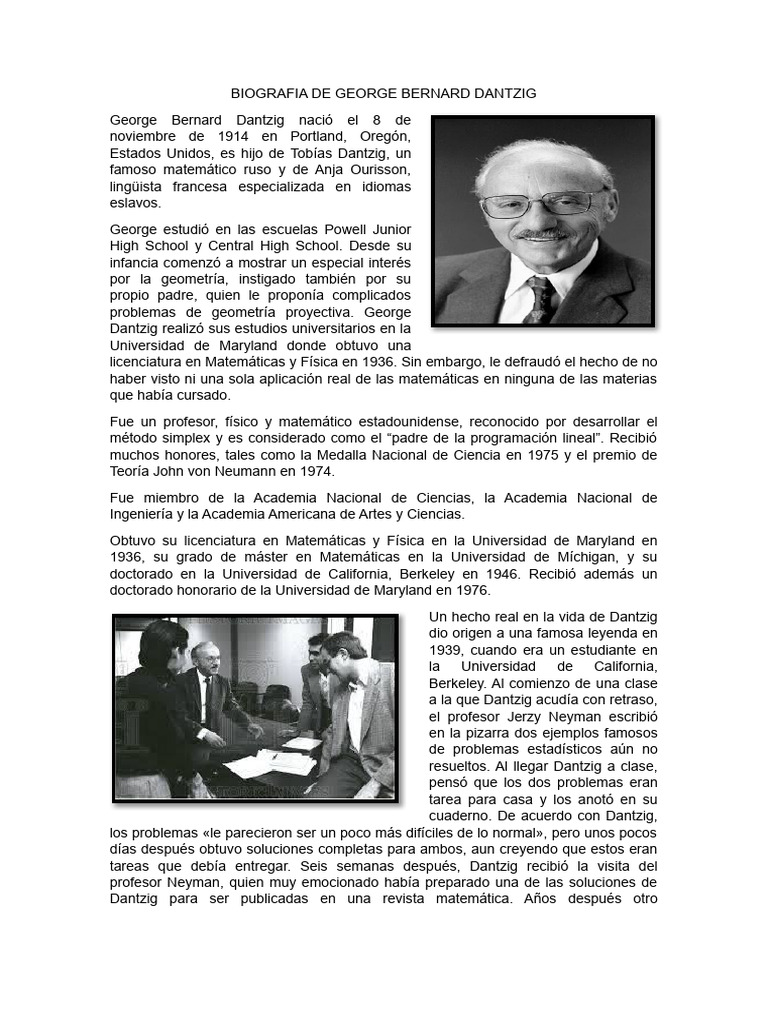 Biografía de George B. Dantzig | PDF | Science