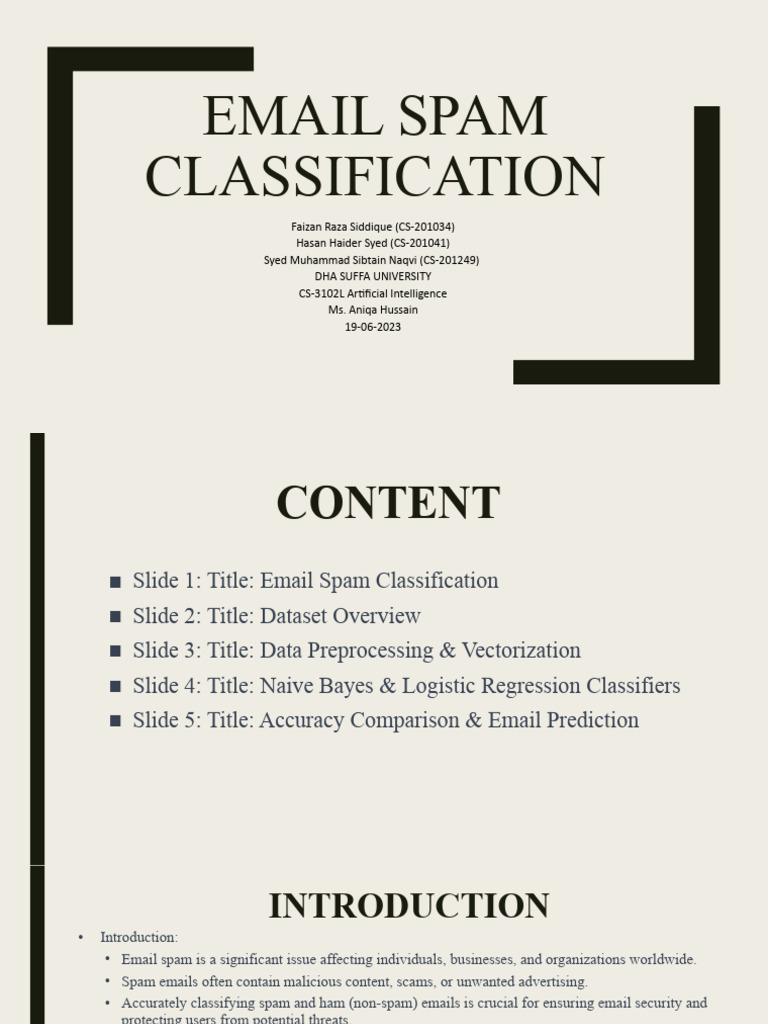 Project 2 | PDF | Statistical Classification | Email Spam