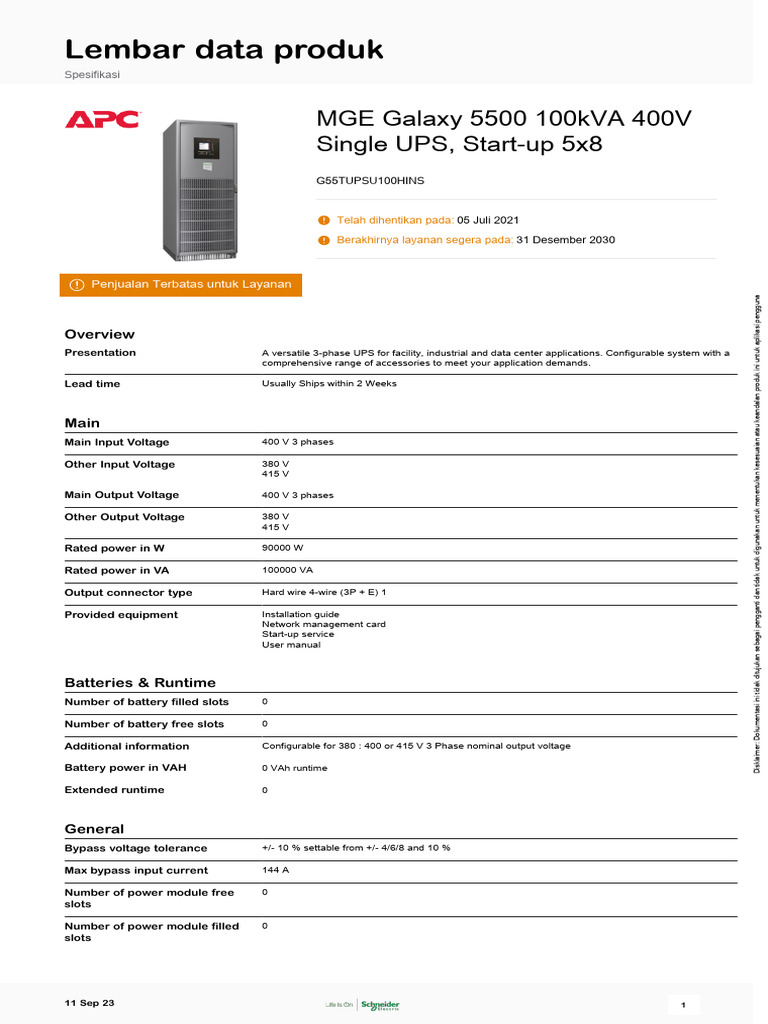 Galaxy 5500 - G55TUPSU100HINS | PDF | Mains Electricity | Electrical ...